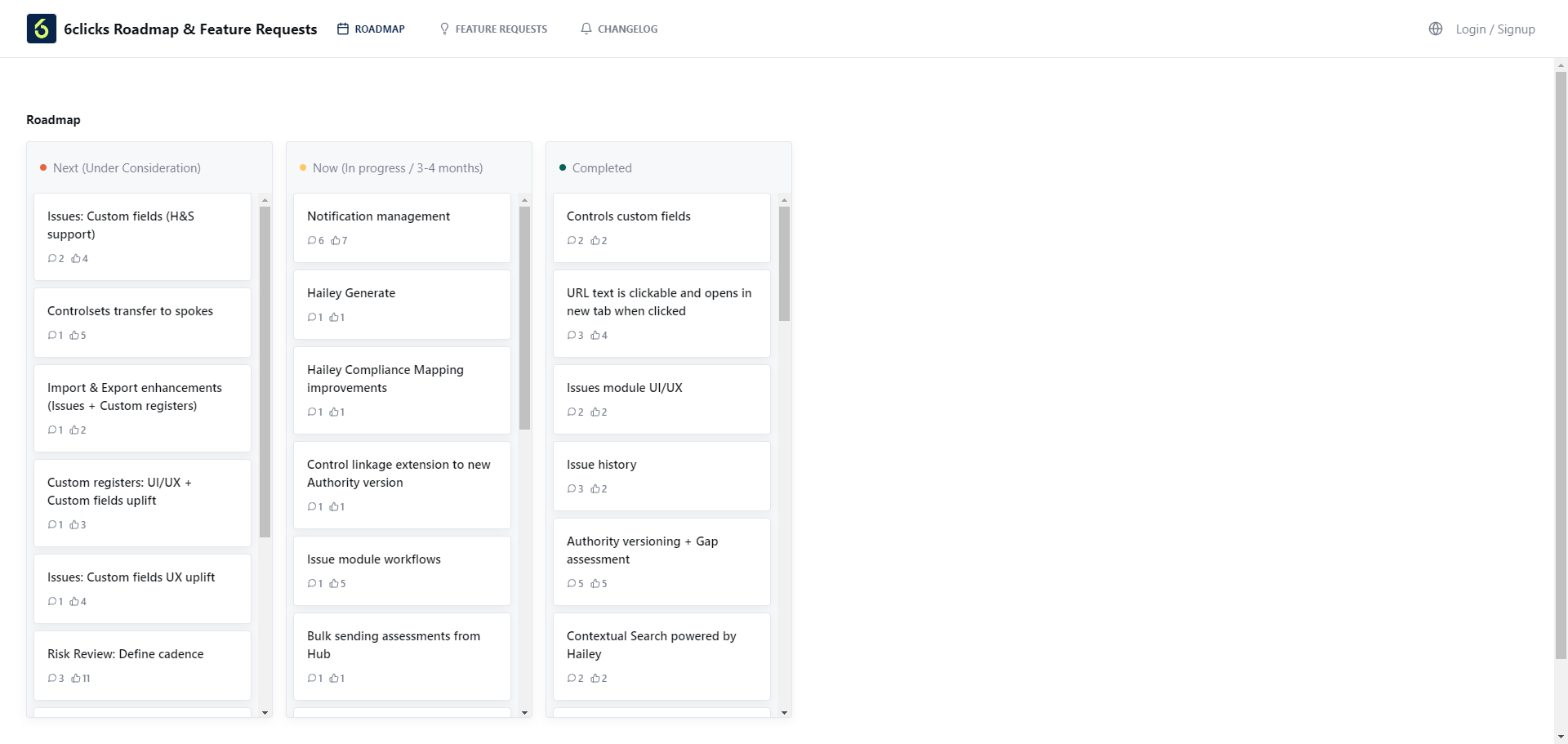 6clicks roadmap, changelog, & feature requests